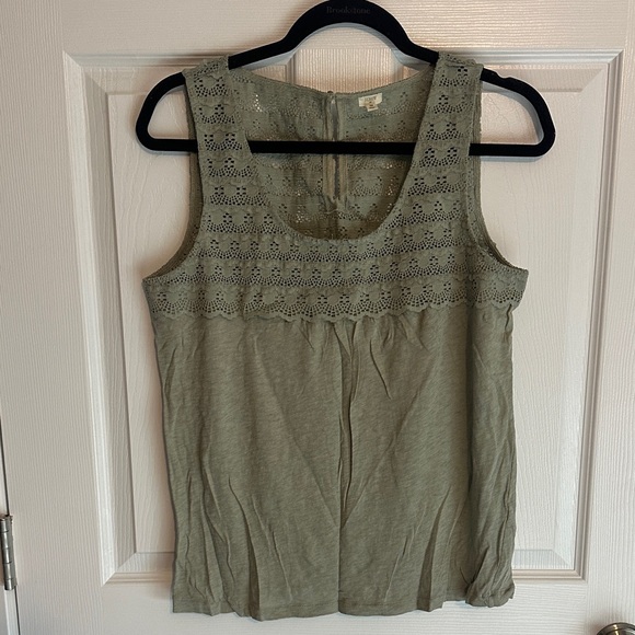 J. Crew | Tops | J Crew Sage Green Lace Tank Top | Poshmark